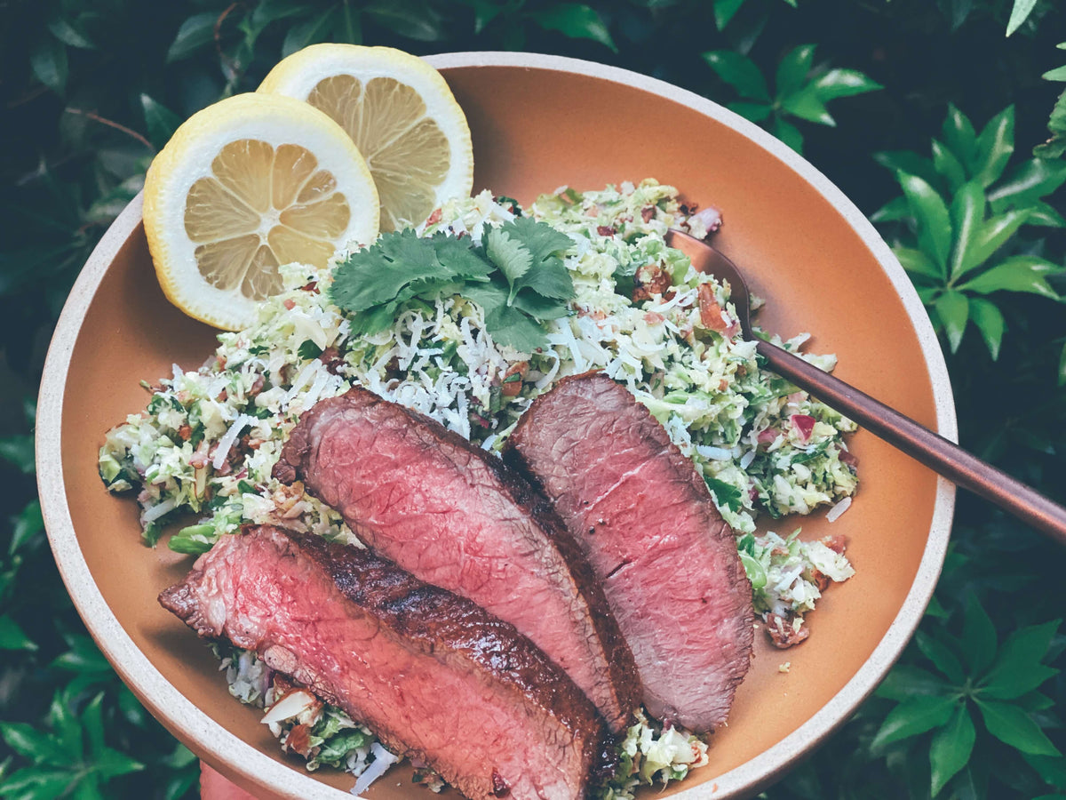 Sirloin Tip Steak with Bacon & Brussel Sprout Salad | Triple C Angus